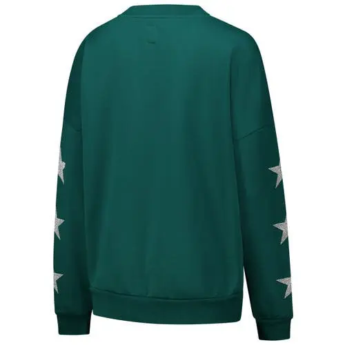 GAMEDAY COUTURE Bay Packers Rhinestone Star Sleeve Pullover Sweatshirt - Green