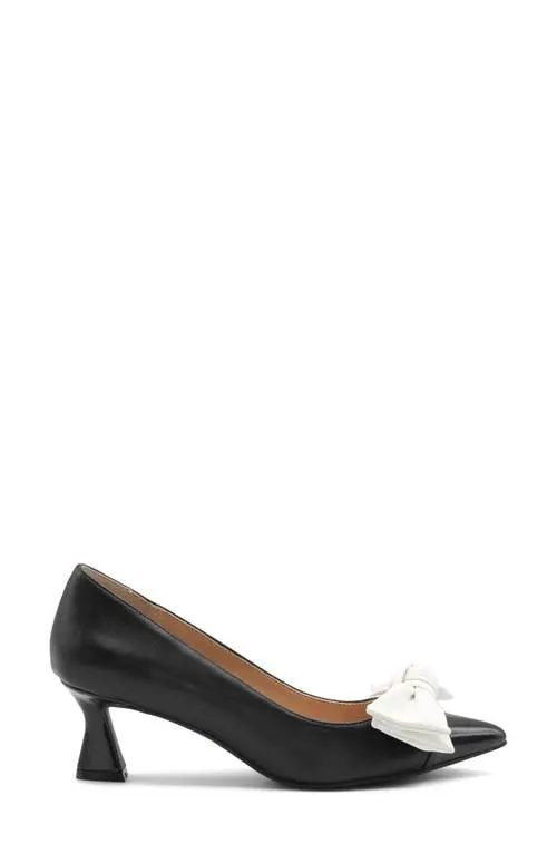 CHARLES DAVID Adren Pointed Cap-toe Pumps - Black-white