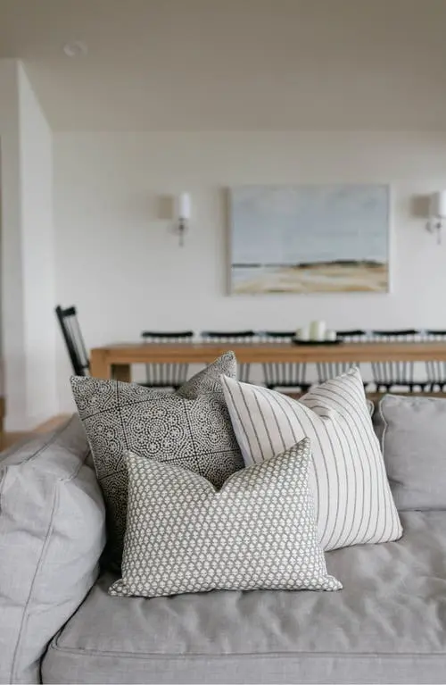 LINEN & JAMES Walker Natural Black Stripe Pillow Cover