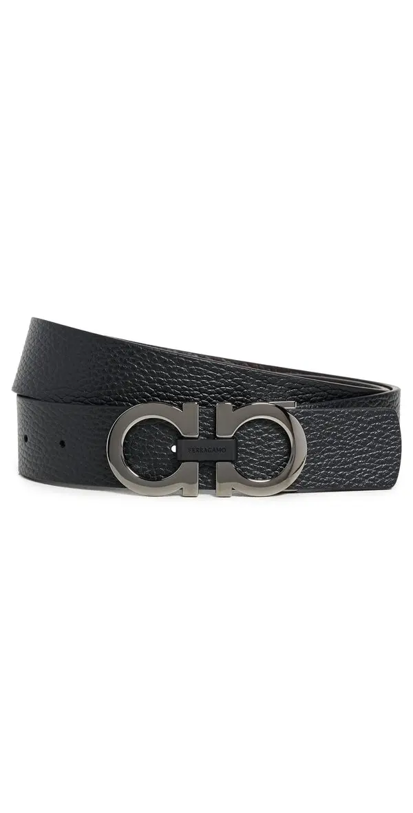 FERRAGAMO Double Gancio Reversible Belt - Black/brown