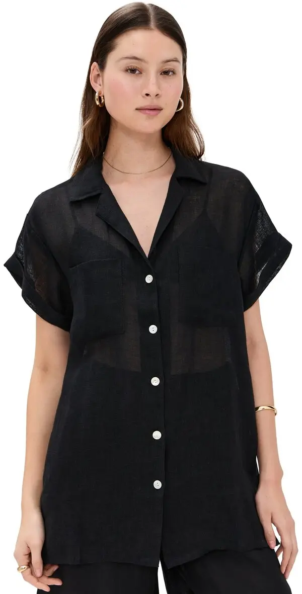 VITAMIN A Playa Pocket Blouse - Black