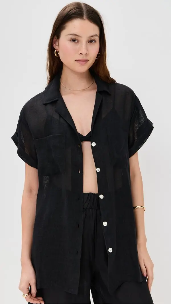 VITAMIN A Playa Pocket Blouse - Black