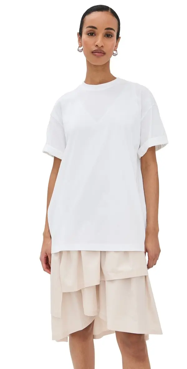3.1 Phillip Lim Oversized T-Shirt Combo Dress In White/Putty - 60
