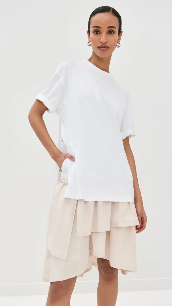 3.1 Phillip Lim Oversized T-Shirt Combo Dress In White/Putty - 60