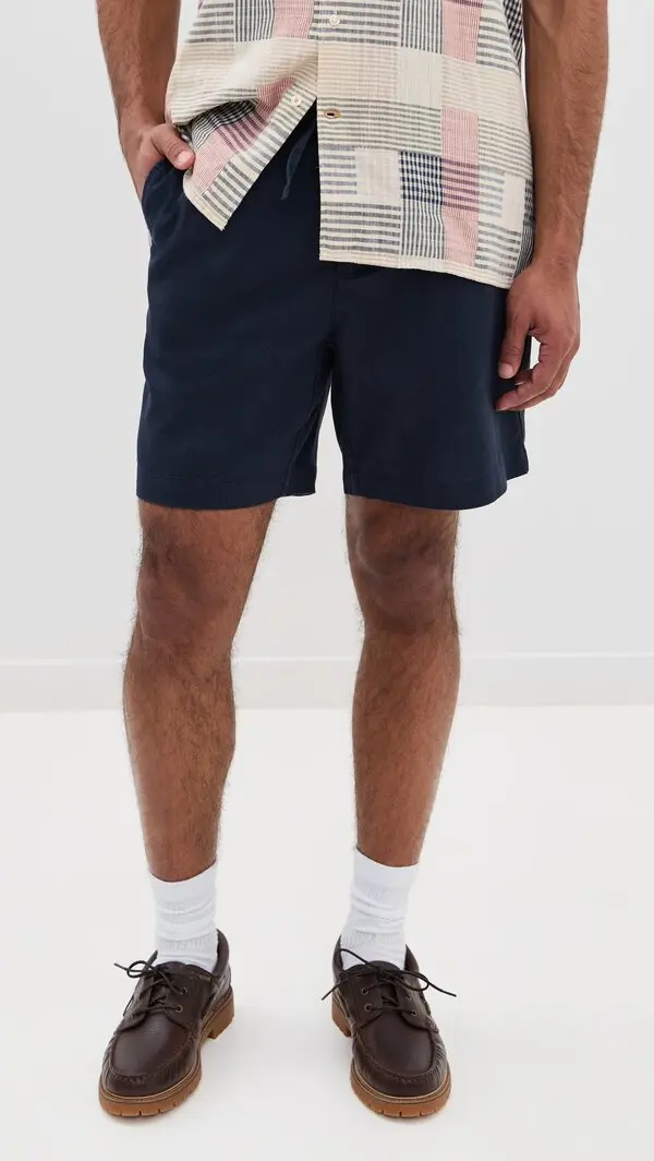 Barbour Cotton Linen Relaxed Shorts - Navy
