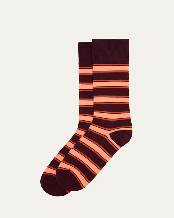 Paul Smith Madison Stripe Crew Socks - Burgundy