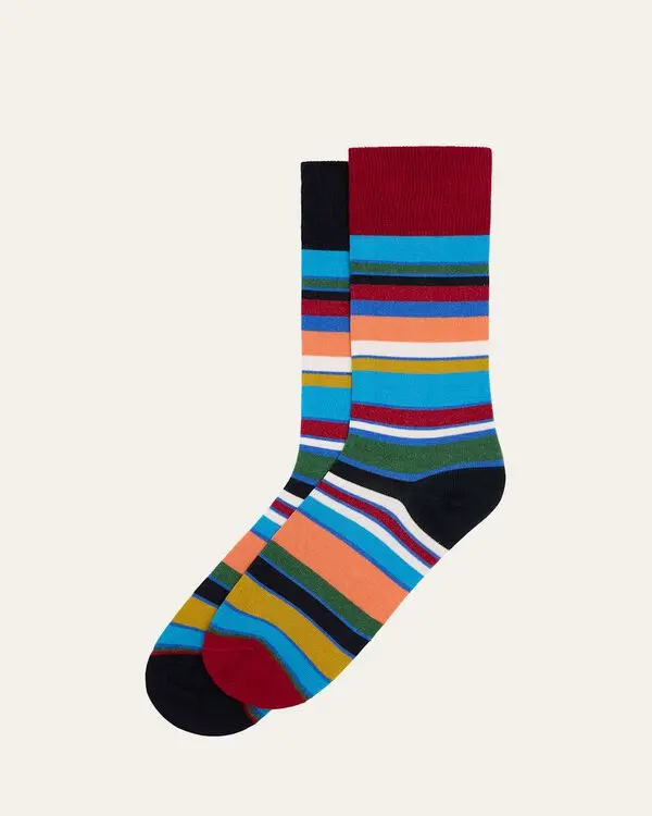 Paul Smith Joao Odd Stripe Crew Socks - Burgundy