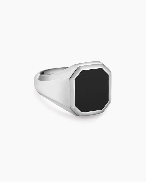 David Yurman Streamline® Signet Ring In Sterling Silver With Diamonds - Black Onyx