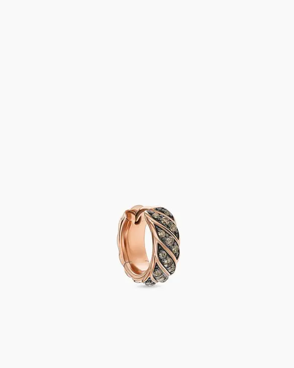 David Yurman 18k Rose Gold Sculpted Cable Hoop Earring With Cognac Diamonds - Cognac Diamond