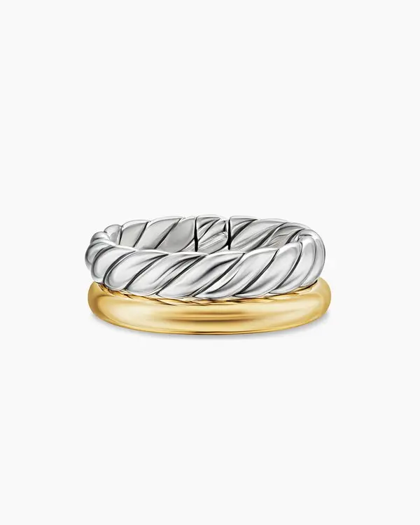 David Yurman Dy Mercer Two Row Ring - Sterling Silver/18k Yellow Gold