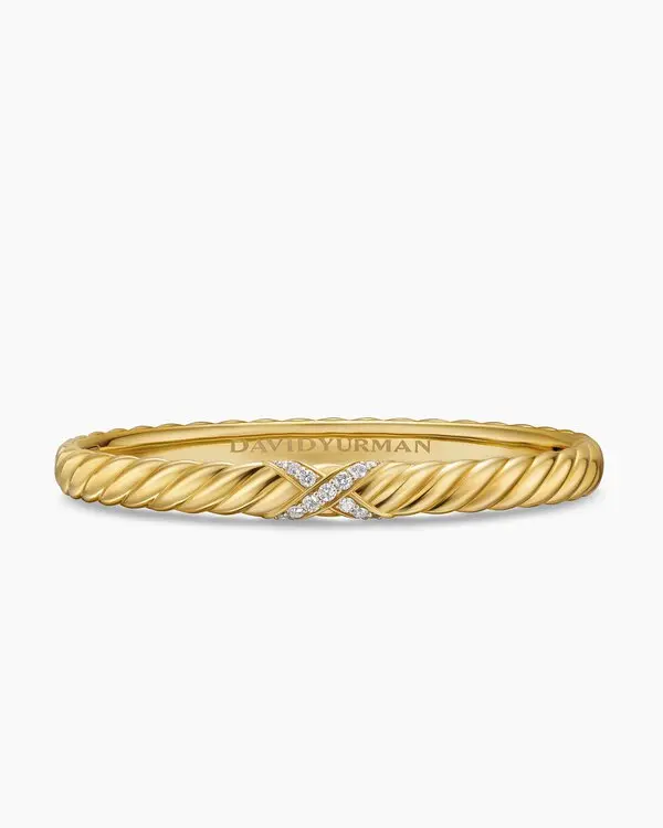 David Yurman Sculpted Cable Bracelet In 18k Yellow Gold With Diamonds - Diamond