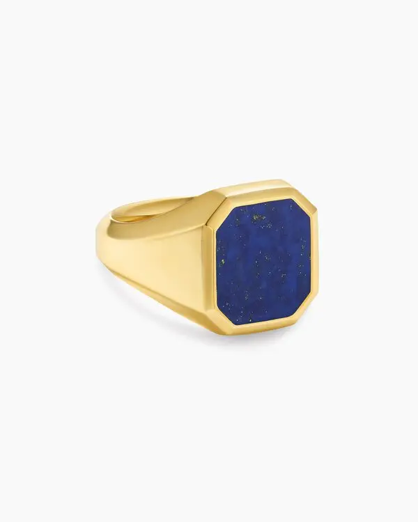David Yurman Streamline® Signet Ring In 18k Yellow Gold With Onyx - Lapis Lazuli