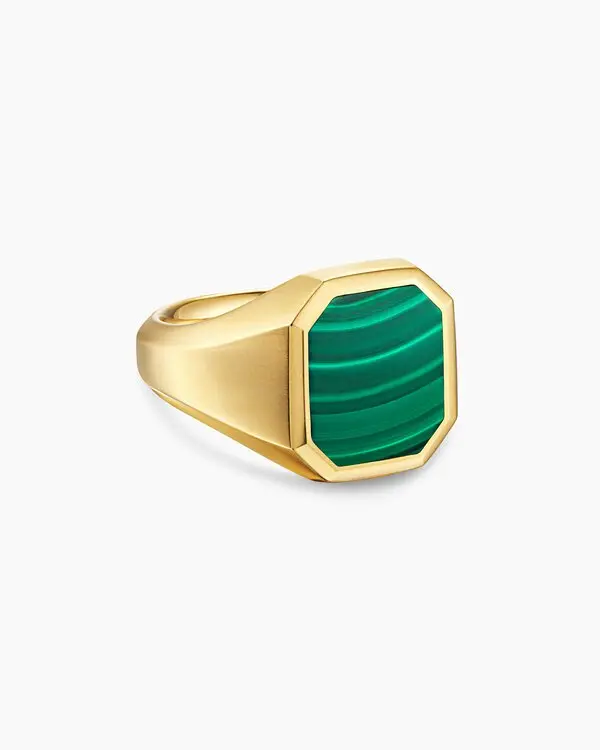 David Yurman Streamline® Signet Ring In 18k Yellow Gold With Onyx - Malachite
