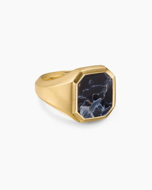 David Yurman Streamline® Signet Ring In 18k Yellow Gold With Onyx - Pietersite