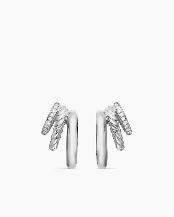 David Yurman Dy Mercer® Three Row Hoop Earrings - Diamond