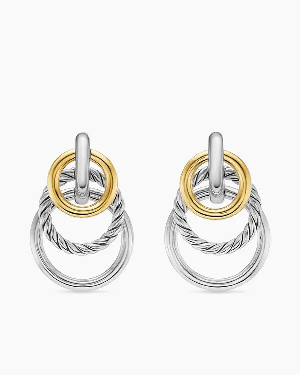 David Yurman Dy Mercer® Triple Ring Drop Earrings - Sterling Silver/18k Yellow Gold