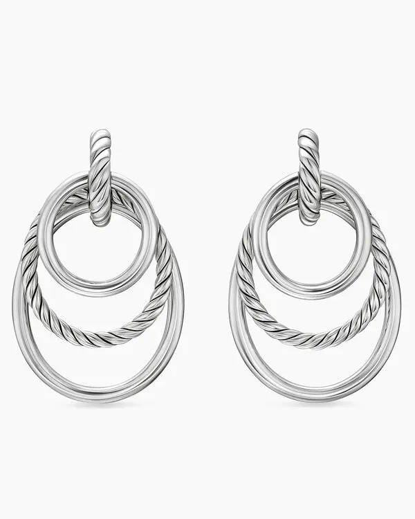 David Yurman Dy Mercer® Bold Triple Ring Drop Earrings - All Sterling Silver