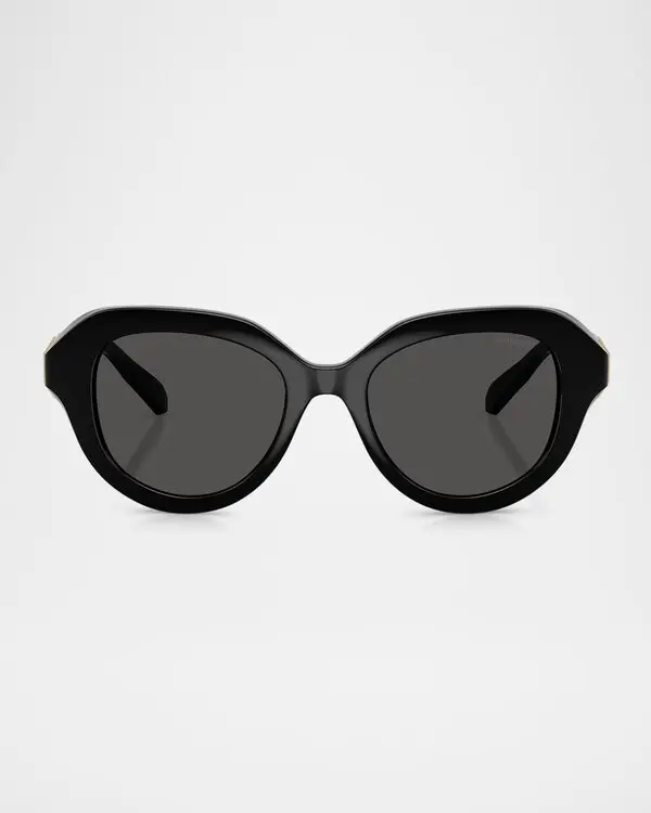 SWAROVSKI Round Embellished Sunglasses - Black