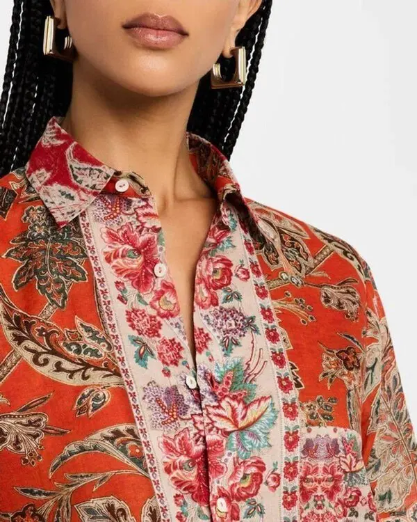 PIERRE-LOUIS MASCIA Floral-print Cotton Top - Orange Multi