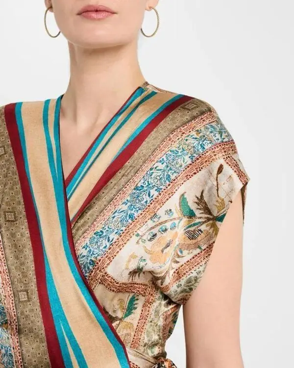 PIERRE-LOUIS MASCIA Floral-print Silk Midi Wrap Dress - Gold Multi