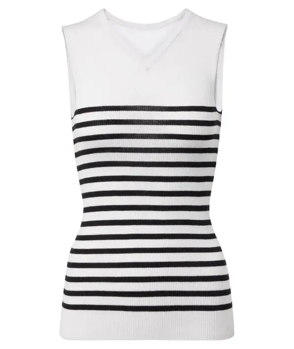 Khaite Renato Striped Wool-blend Top - White