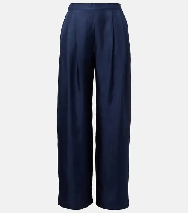 Asceno Isola Wide-leg Silk Pants - Blue