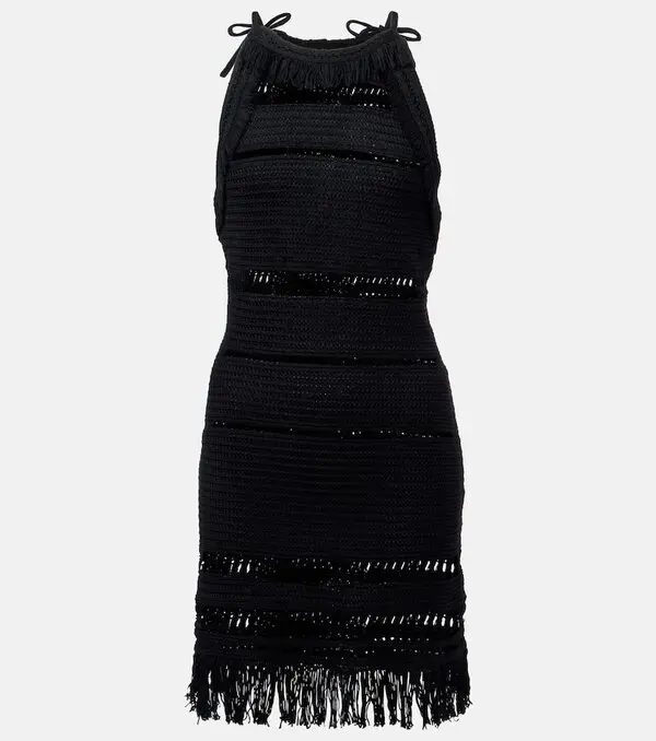 MARANT ETOILE Araliage Macramé Mini Dress - Black