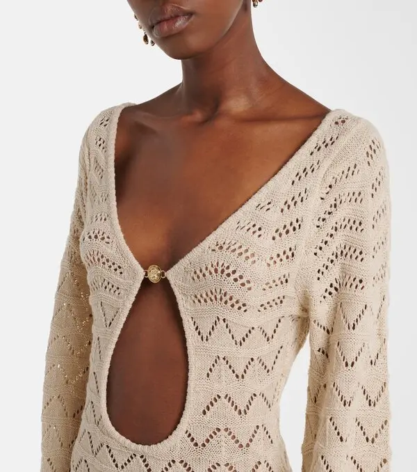 BANANHOT Rey Crochet Maxi Dress - Beige