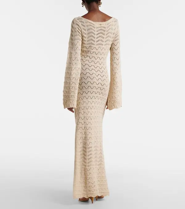 BANANHOT Rey Crochet Maxi Dress - Beige