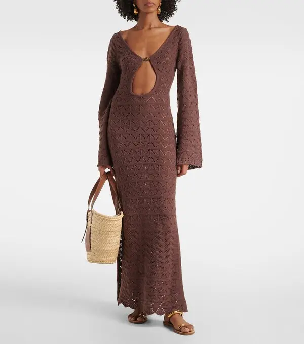 Bananhot Rey Crochet Maxi Dress - Brown - 30% Off | Editorialist