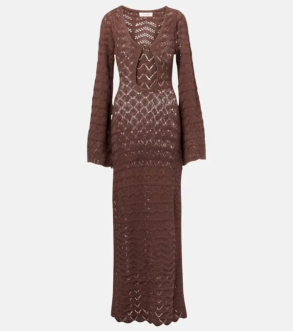 BANANHOT Rey Crochet Maxi Dress - Brown