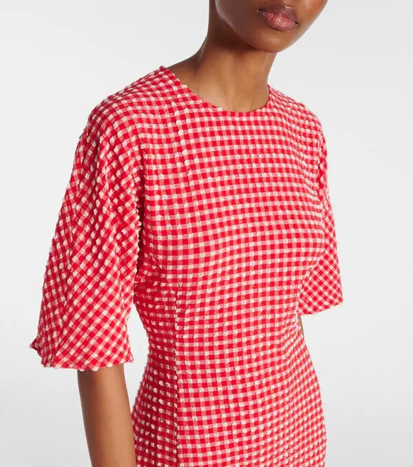 GANNI Seersucker Midi Dress