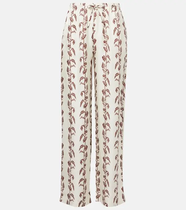 Asceno Aurelia Silk Twill Wide-leg Pants - Brown