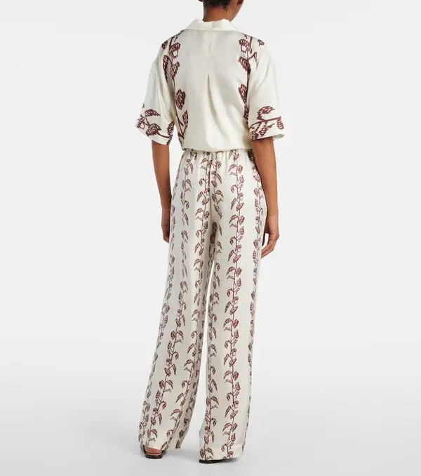 Asceno Aurelia Silk Twill Wide-leg Pants - Brown