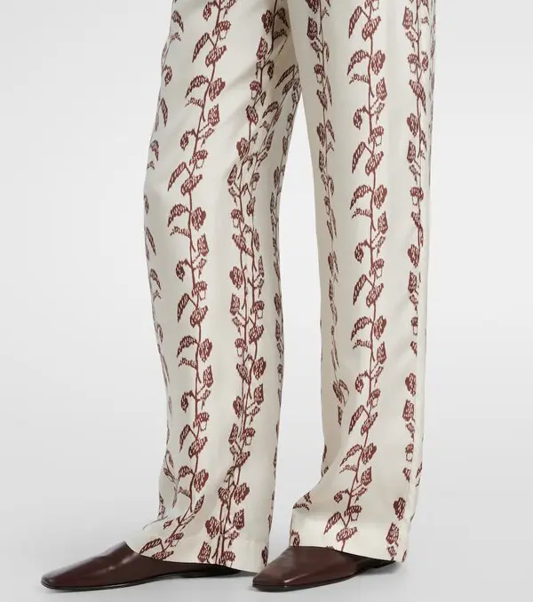 Asceno Aurelia Silk Twill Wide-leg Pants - Brown