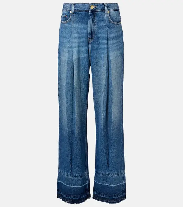 GANNI Pleated Wide-leg Jeans - Blue