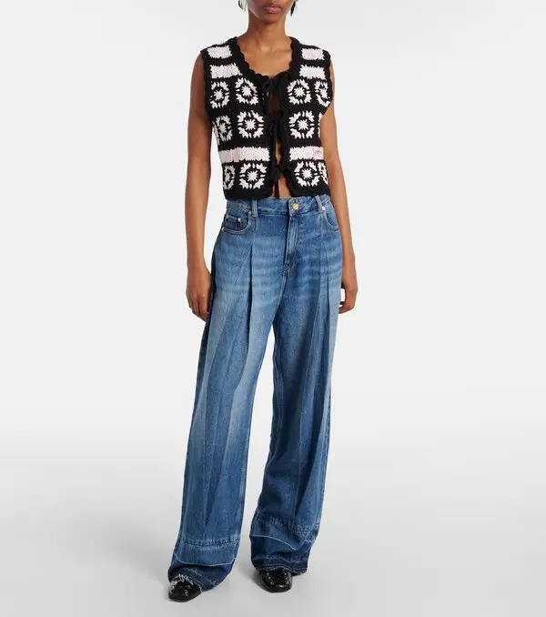 GANNI Pleated Wide-leg Jeans