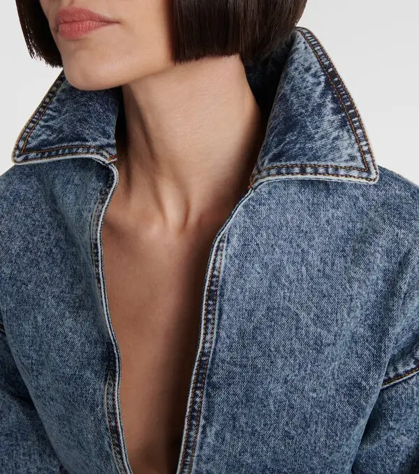 Alaïa Asymmetric Cropped Denim Jacket