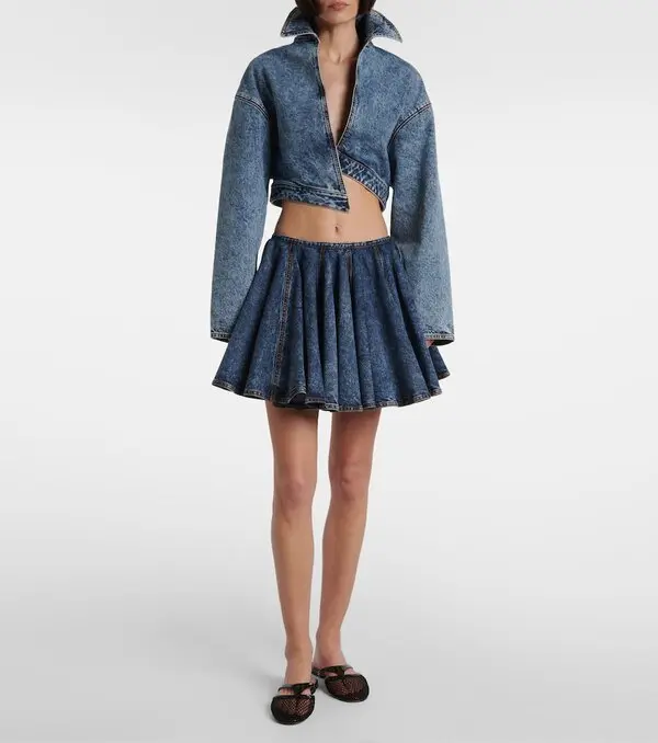 Alaïa Asymmetric Cropped Denim Jacket