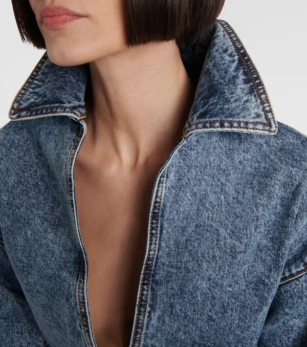 Alaïa Asymmetric Cropped Denim Jacket