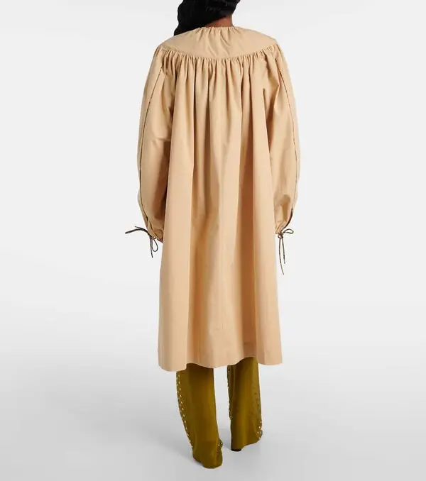 Dries Van Noten Gathered Cotton Poplin Coat