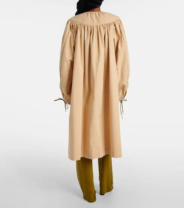 Dries Van Noten Gathered Cotton Poplin Coat