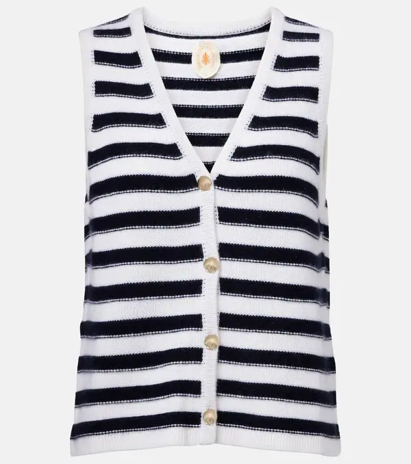 Jardin Des Orangers Striped Cashmere Sweater Vest - White