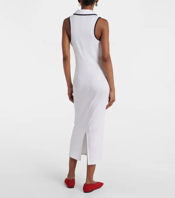Veronica Beard Darien Ribbed-knit Polo Dress - White