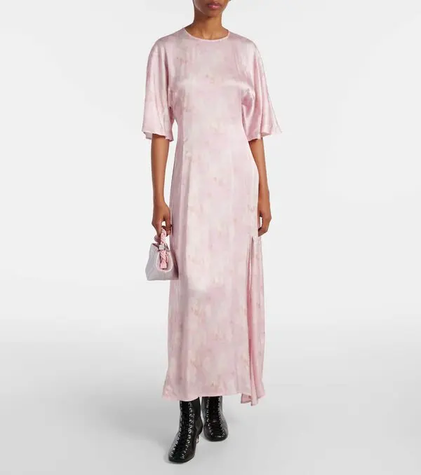 ganni pink silk dress Ganni Double Satin Halter Neck Maxi Dress