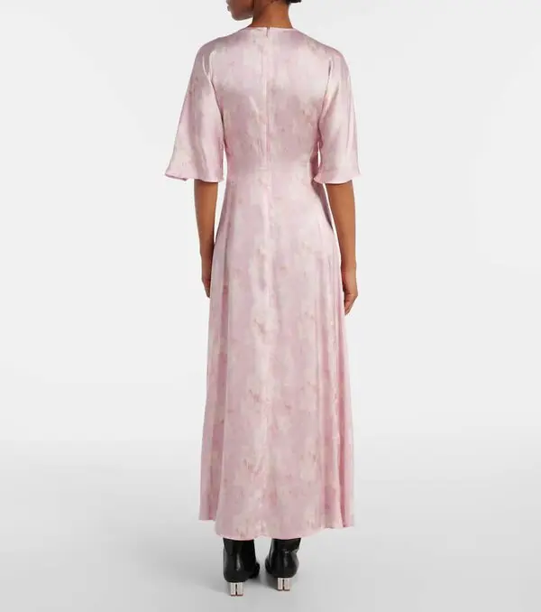 ganni pink floral dress Pink Satin Mini Dress