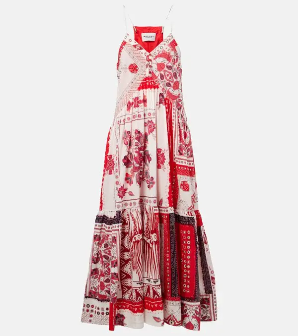 MARANT ETOILE Sabbage Printed Cotton Midi Dress - Red