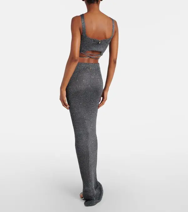 BANANHOT Alma Sequined Maxi Skirt - Grey