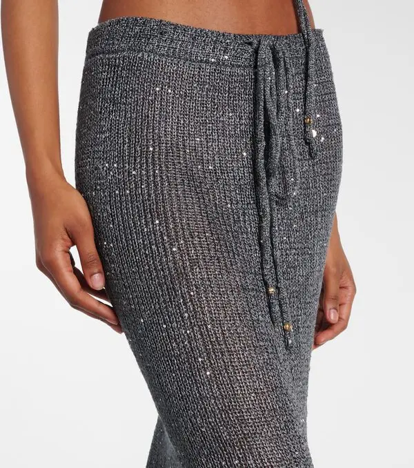 BANANHOT Alma Sequined Maxi Skirt - Grey