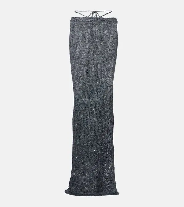 BANANHOT Alma Sequined Maxi Skirt - Grey